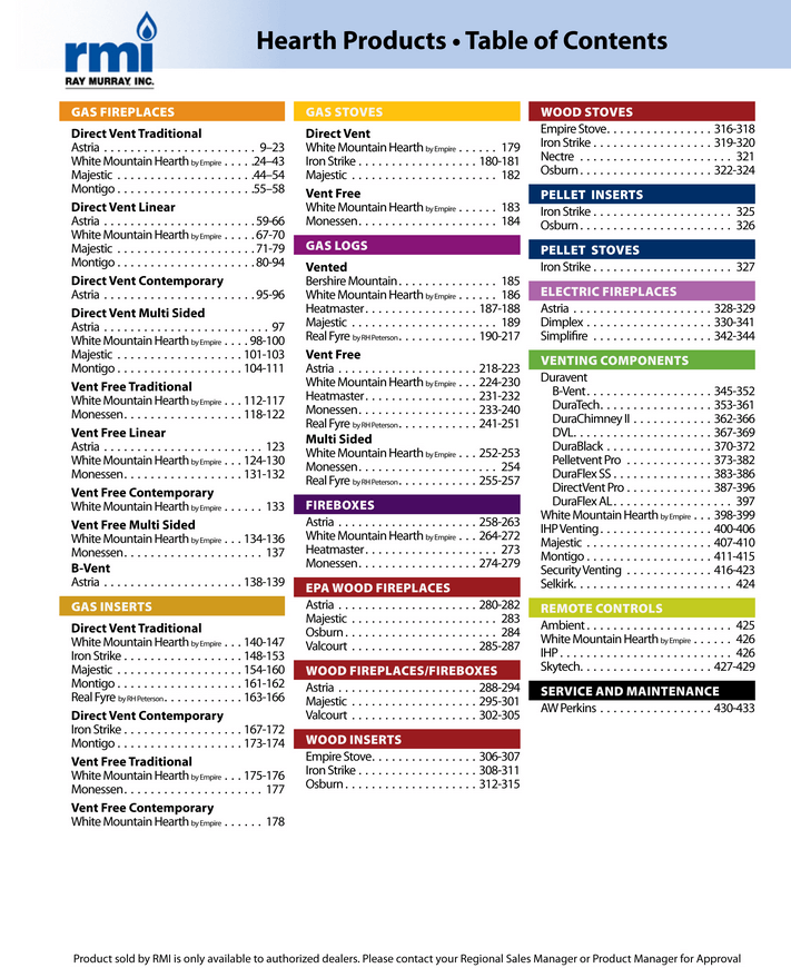 Table of Contents – 2020-2021 Hearth and Heating Products Catalog – Ray ...